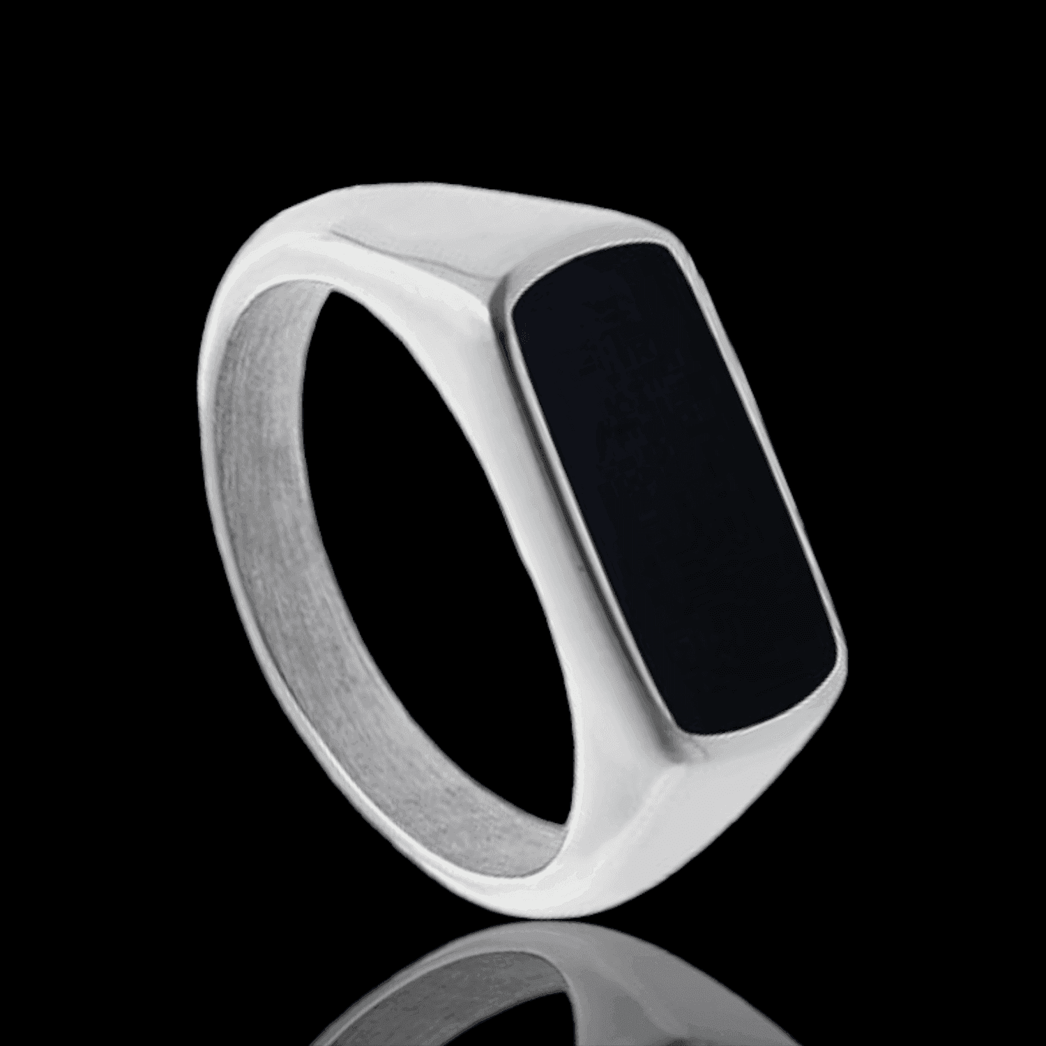 Shadow Crest Titanium Steel Signet Ring - Daring Elegance for Men ...