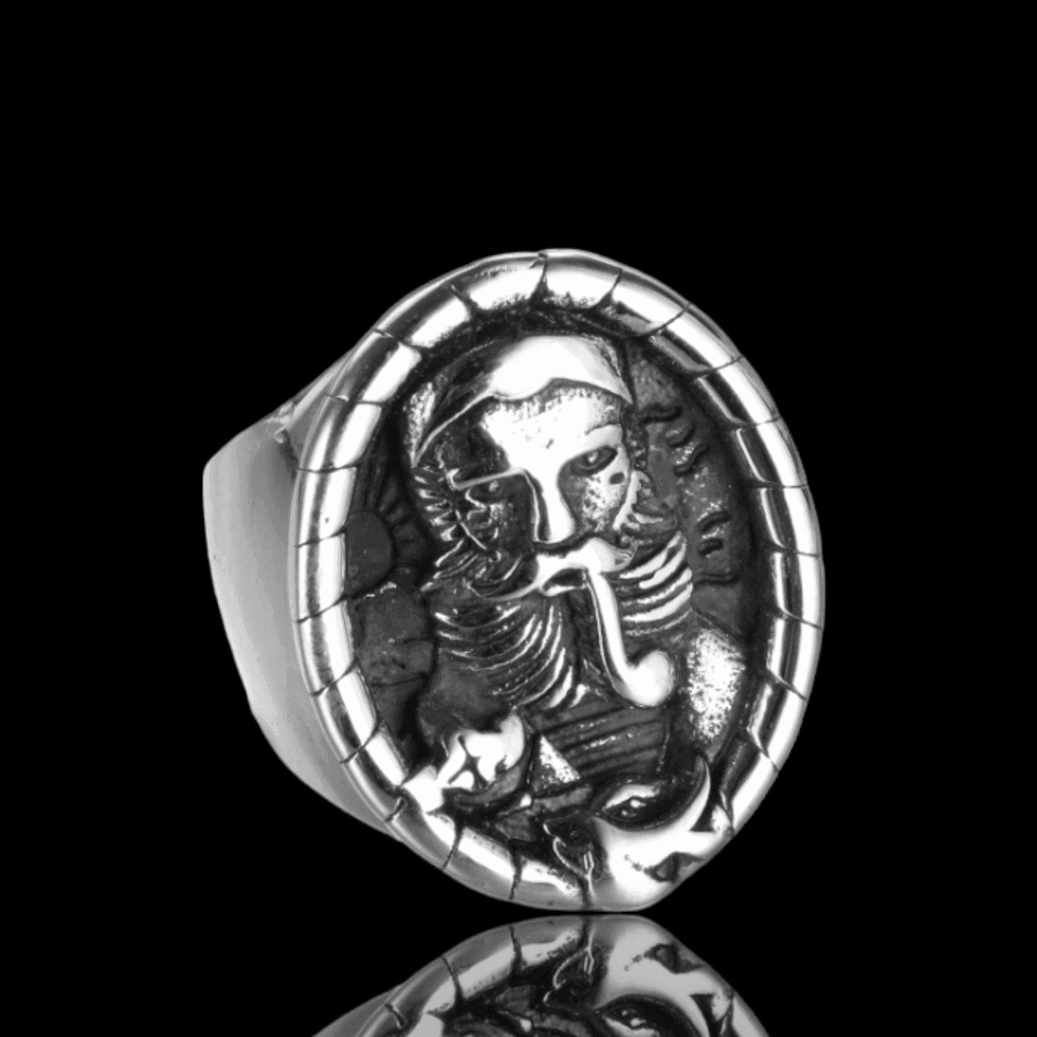 Smokin' Sailor Titanium Steel Signet Ring - Maritime-inspired Style ...