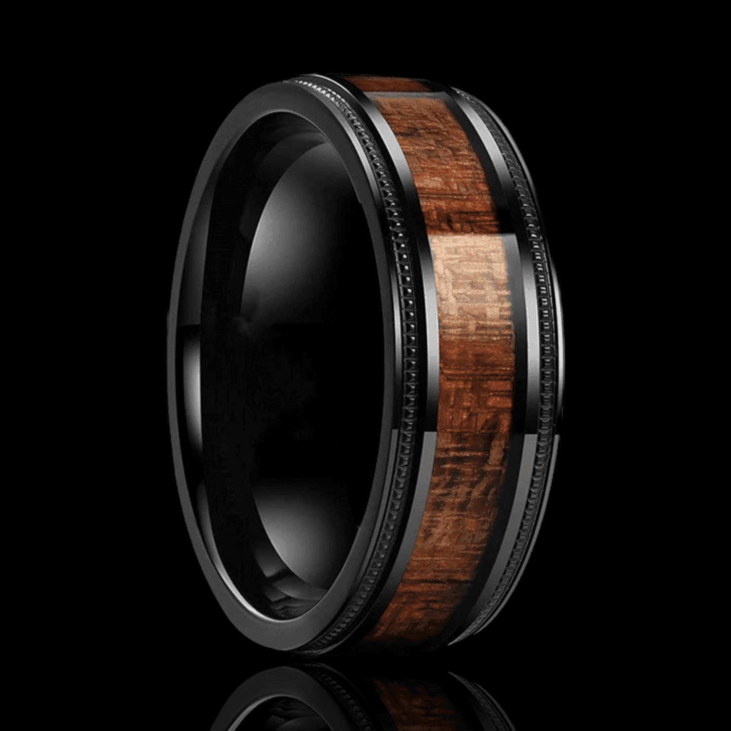 Timber Forge Stainless Steel Ring - Wood Grain Design | VillainsWear