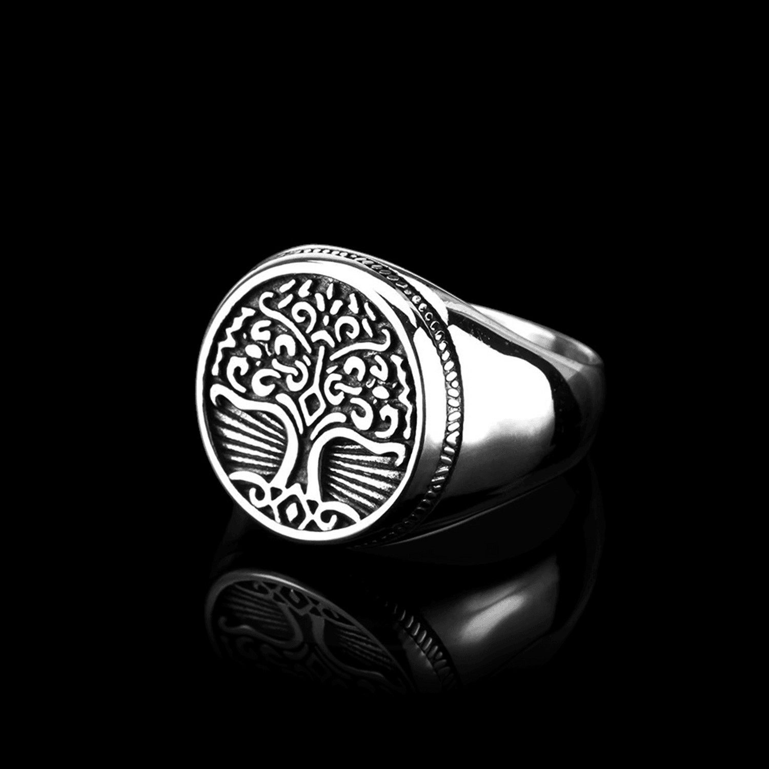 Tree Of Life Stainless Steel Signet Ring | Villainswear – VillainsWear